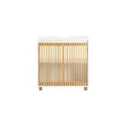 sobuy Waschbeckenunterschrank mit 2 T&uuml;ren Wei&szlig; 60x33x60cm Rustikal