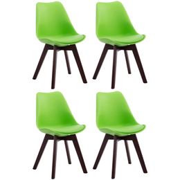 CLP 4er Set Besucherst&uuml;hle Borneo V2 Walnuss Kunstleder Farbe:gr&uuml;n;Gestell Farbe:walnuss