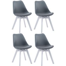 CLP 4er Set Besucherst&uuml;hle Borneo V2 Wei&szlig; Kunstleder Farbe:grau;Gestell Farbe:wei&szlig;