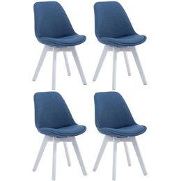 CLP 4er Set Besucherst&uuml;hle Borneo V2 Wei&szlig; Stoff Farbe:blau;Gestell Farbe:wei&szlig;