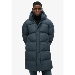 Superdry Herren Steppjacke "HOODED SPORTS PUFFER MID JKT", blau, Gr. M, unifarben, Web, Obermaterial: 100% Polyester, Jacken, Kunstfaser, relaxed fit