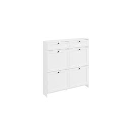 sobuy Schuhschrank mit 2 Schubladen Wei&szlig; 100x19x107cm Modern
