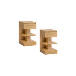 sobuy Nachttisch-Set 2er mit 1 Schublade 39x39x65cm Nordisch