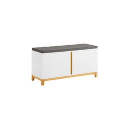sobuy Schuhbank mit 2 T&uuml;ren Wei&szlig; 90x34x46cm Klassisch