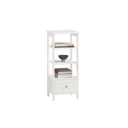 sobuy Couchtisch mit 1 Schublade Wei&szlig; 30x28x74cm Rustikal