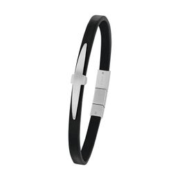 Amor Herren Armband "Kreuz", 22cm, Edelstahl Leder, schwarz, Edelstahl, Leder, Armb&auml;nder