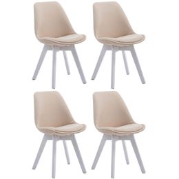 CLP 4er Set Besucherst&uuml;hle Borneo V2 Wei&szlig; Stoff Farbe:creme;Gestell Farbe:wei&szlig;