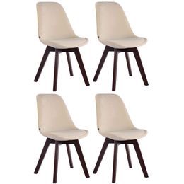 CLP 4er Set Besucherst&uuml;hle Borneo V2 Samt walnuss Farbe:creme;Gestell Farbe:walnuss