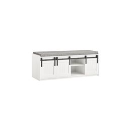 sobuy Schuhbank mit 2 T&uuml;ren Wei&szlig; 120x35x45cm Klassisch