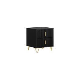 sobuy Nachttisch mit 2 Schubladen Schwarz 40x40x47cm Modern