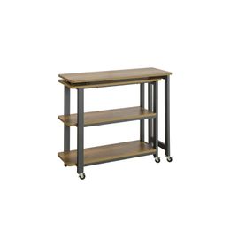 sobuy Couchtisch mit 3 Regalen Dunkelbraun 132,99x30x69,01cm Industriell