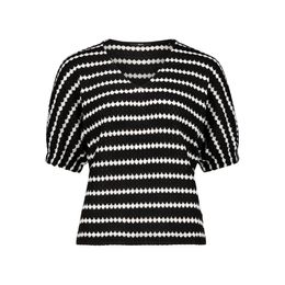 Zero Kurzarm-Shirt mit V-Ausschnitt in Black/Cream | Gr.: 36