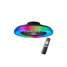 Brilliant LED Deckenlampe mit Ventilator, 49 cm &Oslash; - RGB-Frontlicht & CCT-Zentralbeleuchtung, dimmbar, mit Farbwechsel & Fernbedienung