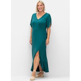 sheego Damen Sommerkleid "Jerseykleid", gr&uuml;n, Gr. 50, unifarben, Jersey, 95% Viskose, 5% Elasthan, Kleider