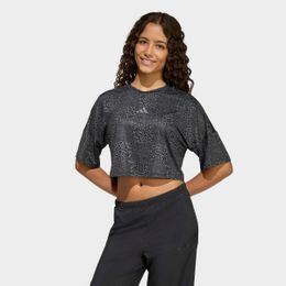 M&auml;dchen T-Shirt "FUTURE ICONS ALL OVER"schwarz, grau six, grau four, Gr. 116, adidas Sportswear, Obermaterial: 88% Polyester, 12% Elasthan, Shirts