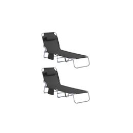 sobuy Sonnenliegen 2er-Set Schwarz 167x56x81cm Modern