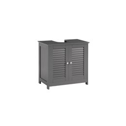 sobuy Waschbeckenunterschrank mit 2 T&uuml;ren Dunkelgrau 60x35x58cm Modern