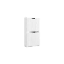 sobuy Schuhschrank mit 2 T&uuml;ren Wei&szlig; 50x19x99,6cm Nordisch