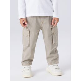 name it M&auml;dchen Cargohose "NMMBEN TAP CARGO TWI PANT 8950-PO NOOS", beige, Gr. 116, unifarben, washed, Twill, Obermaterial: 71% Lyocell, 20%