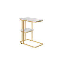 sobuy Couchtisch mit 2 F&auml;chern Gold 50x30x58cm Vintage