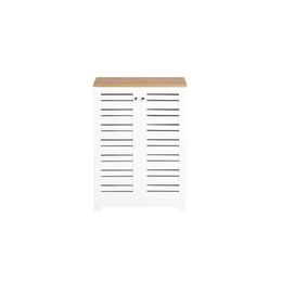 sobuy Badunterschrank mit 2 T&uuml;ren Wei&szlig; 60x30x81,5cm Rustikal
