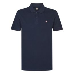 Herren Poloshirt, blau, Gr. S, PETROL INDUSTRIES, unifarben, Jersey, Obermaterial: 100% Baumwolle, Shirts, mit Logo Stickerei