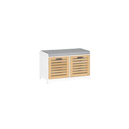 sobuy Schuhbank mit 2 T&uuml;ren Holzfarbe 71x35x43cm Nordisch