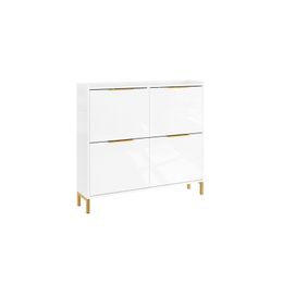 sobuy Schuhschrank mit 4 T&uuml;ren Wei&szlig; 100x48x90cm Modern