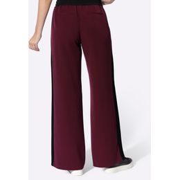 Heine Damen Schlupfhoseburgund, schwarz, Gr. 46, gemustert, mehrfarbig, 75% Polyester, 21% Viskose, 4% Elasthan, Hosen