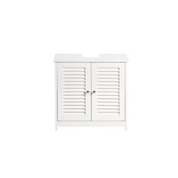 sobuy Waschbeckenunterschrank mit 2 T&uuml;ren Wei&szlig; 60x35x58cm Rustikal