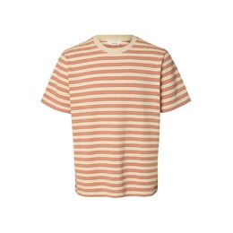 Selected T-Shirt 'SLHEli' Herren Gr&ouml;&szlig;e L creme / dunkelorange