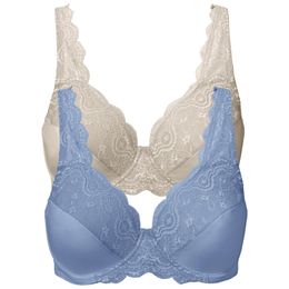 bonprix Damen B&uuml;gel-BH "B&uuml;gel-BH mit zarter Spitze (2er Pack)", Gr. 85, bunt, Obermaterial: 88% Polyester, 12% Elasthan. Futter: 90% Polyamid, 10%