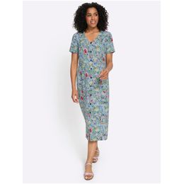 Sieh an! Viskose-Kleid in eisblau-zitrone-bedruckt | Gr.: 50