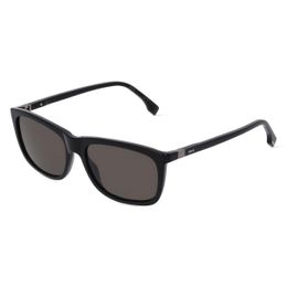 HUGO BOSS Boss 1489/S | Herren-Sonnenbrille | Fassung: Vollrand, Quadratisch, Acetat, Schwarz Gl&auml;nzend | Glasfarbe: Braun