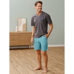 w&auml;schepur W&Auml;SCHEPUR Herren Schlafanzug, Gr. 44, grau, 100% Baumwolle, Homewear-Sets