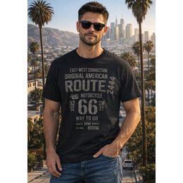 MAN'S WORLD MAN'S WORLD Herren Rundhalsshirt, schwarz, Gr. L, bedruckt, Single Jersey, Obermaterial: 100% Baumwolle, Shirts, kurz&auml;rmelig, l&auml;ssige Passform,