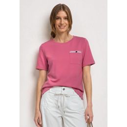 Street One Damen T-Shirt, pink, Gr. 38, unifarben, Stoff, 48% Polyester, 48% Viskose, 4% Elasthan, Shirts, mit Rundhalsausschnitt