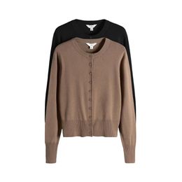 The Set Strickjacke Damen Gr&ouml;&szlig;e XL hellbraun / schwarz