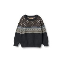 Wheat M&auml;dchen Rundhalspullover "Wheat Jaquard Pullover Julius"navy, Gr. 98, mehrfarbig, 100% Baumwolle, Pullover