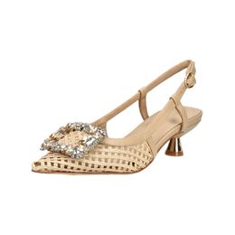 Alma en Pena Damen Slingpumps "Alma en Pena Pumps Leder/Synthetik", Gr. 38, beige, Leder, Synthetik, Schuhe