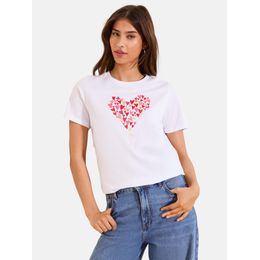 Lipsy T-Shirt 'Wear It With Love' Damen Gr&ouml;&szlig;e M gold / rosa / rot / wei&szlig;