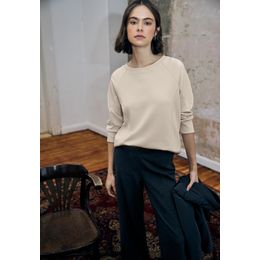 Damen Rundhalsshirt, beige, Gr. 40, STREET ONE STUDIO, unifarben, Stoff, 46% Modal, 46% Polyester, 8% Elasthan, Shirts, mit 3/4 &Auml;rmeln