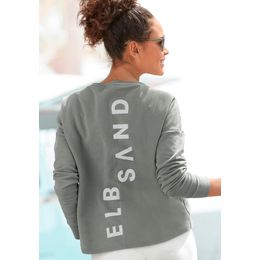 ELBSAND Damen Sweatshirt "Raina", gr&uuml;n, Gr. S, unifarben, Sweatware, Obermaterial: 95% Baumwolle, 5% Elasthan, Sweatshirts, mit Logoprint am R&uuml;cken,