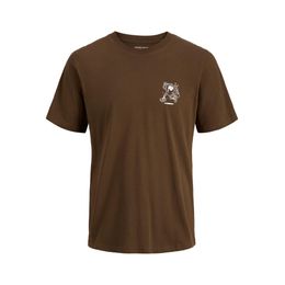 Jack & Jones Jack & Jones T-Shirt 'JJBrewy' Herren Gr&ouml;&szlig;e XS braun / wei&szlig;