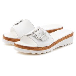 Lascana Damen Pantolette "Sandale, Sommerschuh, offener Schuh, Mule", Gr. 42, blau, Obermaterial: 100% Schafsleder. Decksohle: 100% Lederimitat.