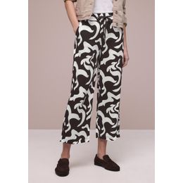 Street One Damen Stoffhose, schwarz-wei&szlig;, Gr. 44, gemustert, Stoff, 100% Viskose, Hosen, High Waist