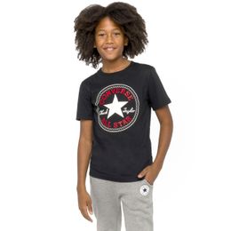 Converse Jungen Kurzarmshirt "f&uuml;r Kinder", schwarz, Gr. 164, bedruckt, unifarben, Stoff, Obermaterial: 60% Baumwolle, 40% Polyester, Shirts, mit