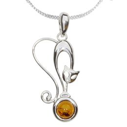 OSTSEE-SCHMUCK Damen Kette mit Anh&auml;nger "- Katze - Silber 925/000 - Bernstein", 50, Silber 925 (Sterlingsilber), silber, Silber 925 (Sterlingsilber),