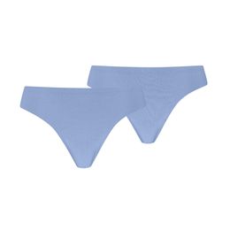 Puma Damen String "Puma WOMEN INVISIBLE COTTON STRINGS 2P", Gr. XL, blau, Jersey, Obermaterial: 88% Baumwolle, 12% Elasthan, Unterhosen, nahtlose