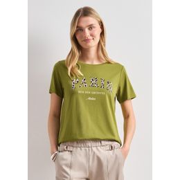 Street One Damen T-Shirt, gr&uuml;n, Gr. 36, unifarben mit Farbeinsatz, Web, 50% Baumwolle, 50% Modal, Shirts, Jersey